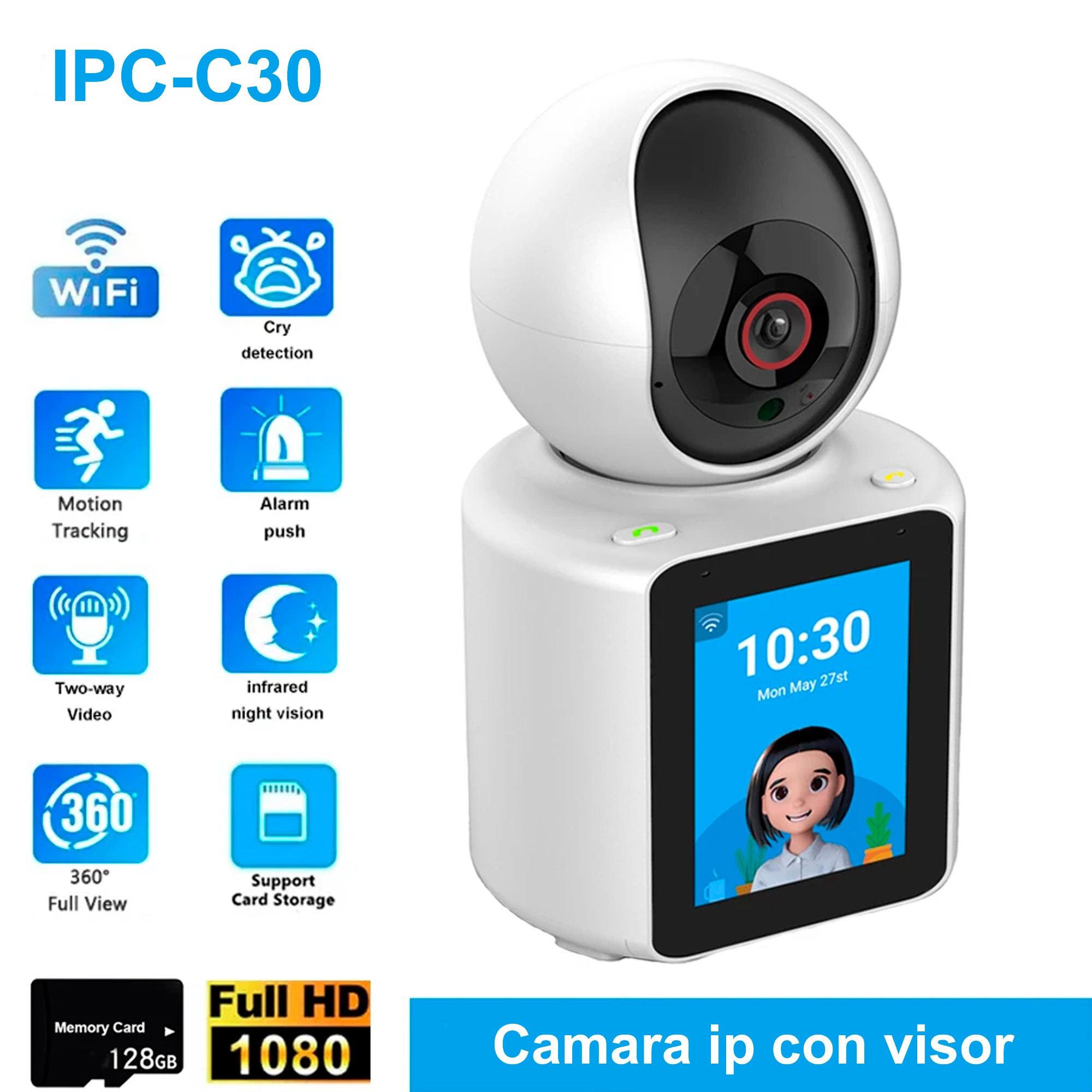 CAMARA IP 1080P CON VISOR IPC-C30