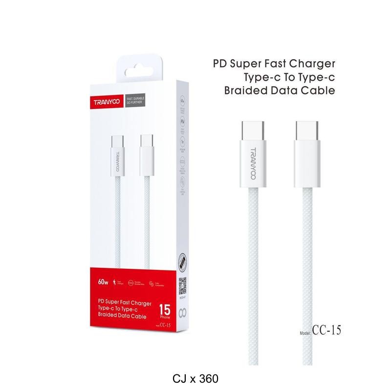 CC-15 1.0M/60W CABLE DE CARGA TIPO C A TIPO C TRANYOO CC15