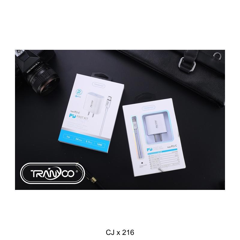 P11-C CARGADOR QC3.0 + CABLE TIPO C A TIPO C PD18W TRANYOO P11C